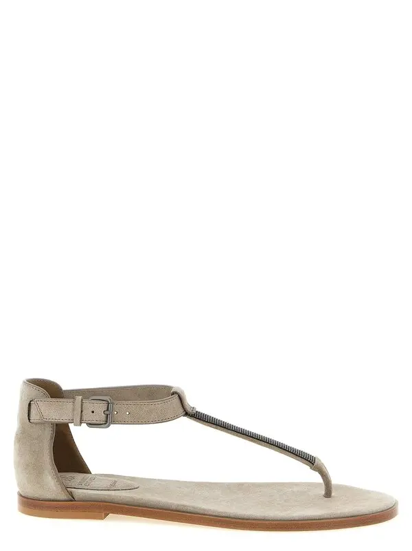 Brunello Cucinelli Precious Strap' Sandals - Cream