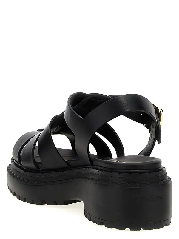 Prada Monolith Sandals - Black