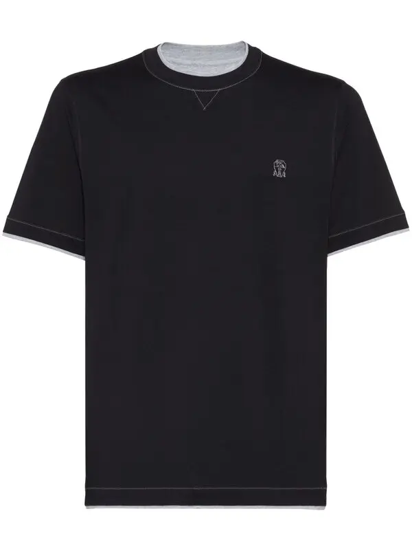 Brunello Cucinelli Logo Cotton T-shirt - Multicolor