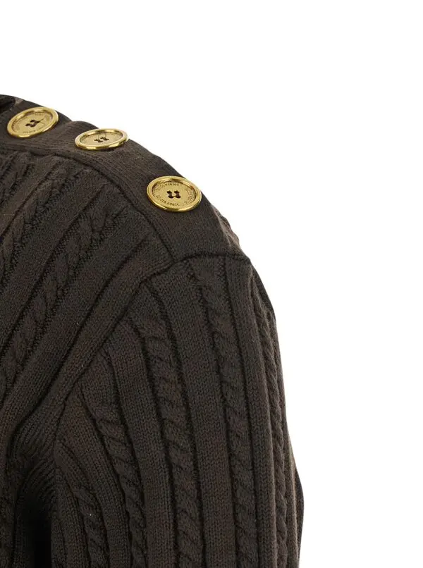 GOLDEN GOOSE Brown Crewneck Sweater With Interwoven Design In Wool - Multicolor