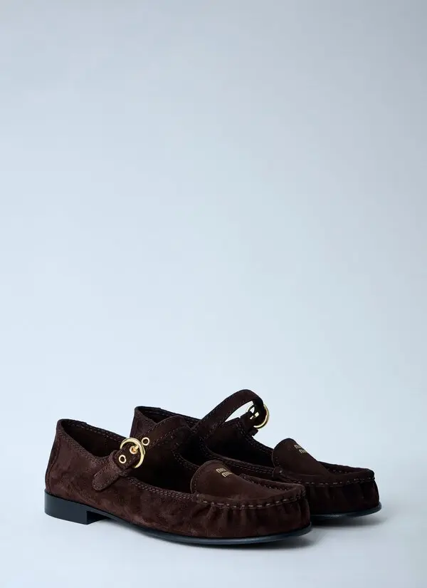 Miu Miu Suede Mary Jane Loafers
