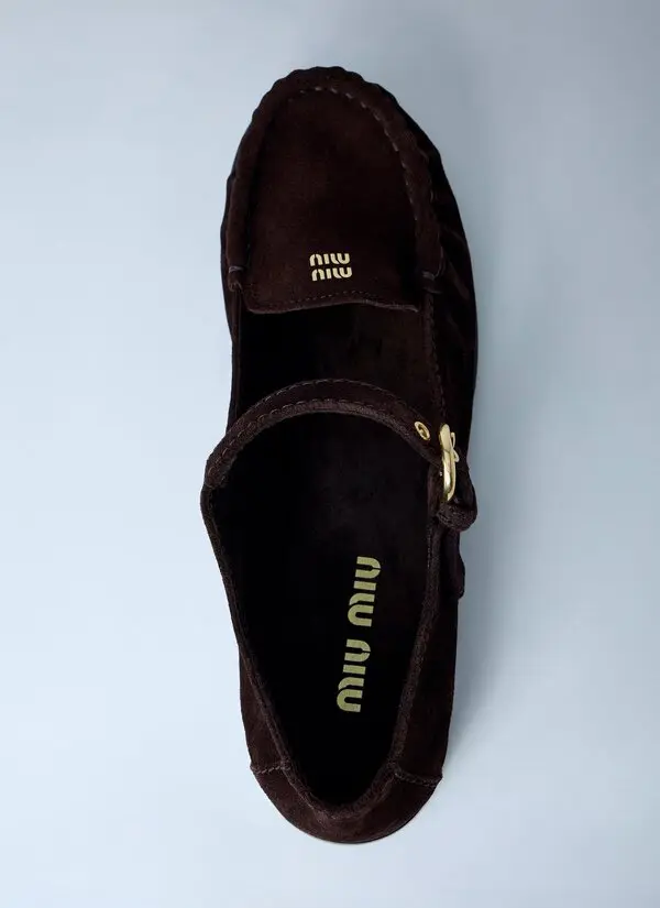 Miu Miu Suede Mary Jane Loafers
