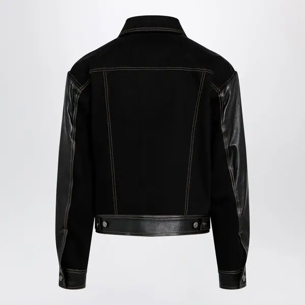 Versace Denim And Leather Bomber Jacket
