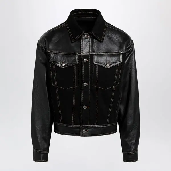 Versace Denim And Leather Bomber Jacket