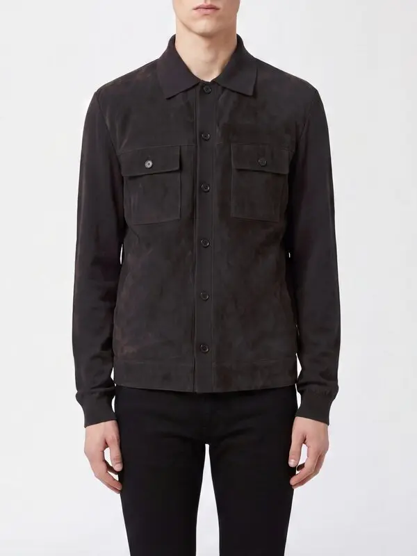 Gucci Suede Lambskin Shirt Jacket With French Collar