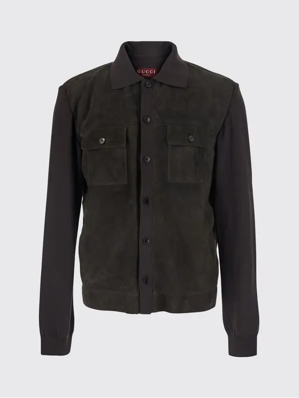 Gucci Suede Lambskin Shirt Jacket With French Collar