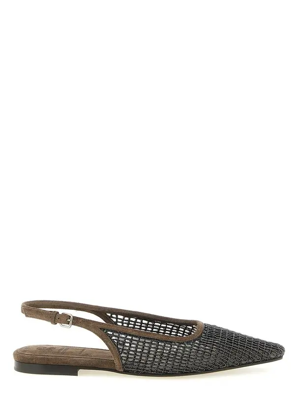Brunello Cucinelli Precious Net Embroidery' Slingback