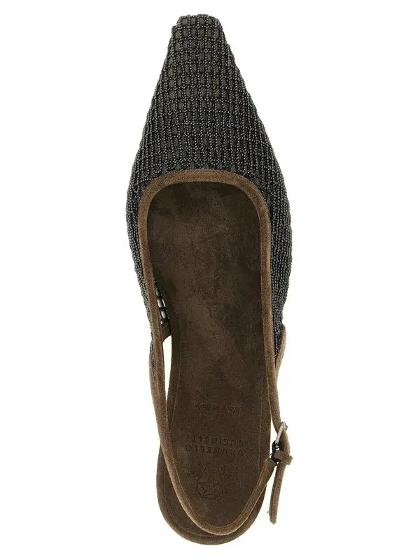 Brunello Cucinelli Precious Net Embroidery' Slingback