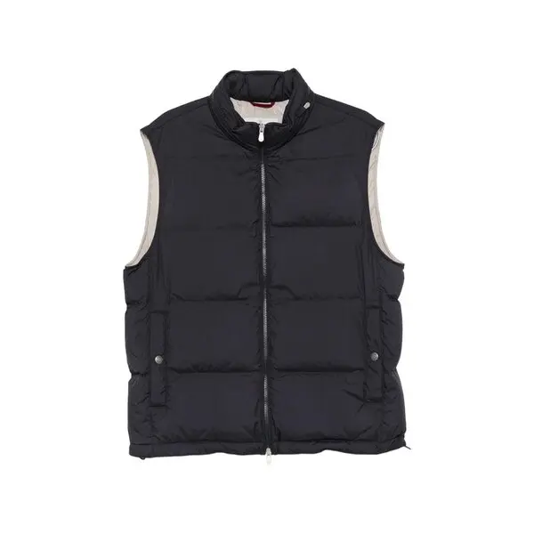 Brunello Cucinelli Quilted High Neck Vest - Blue