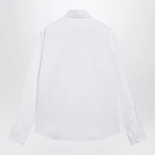 Prada Classic-fit Cotton Shirt With Embroidered Logo - White