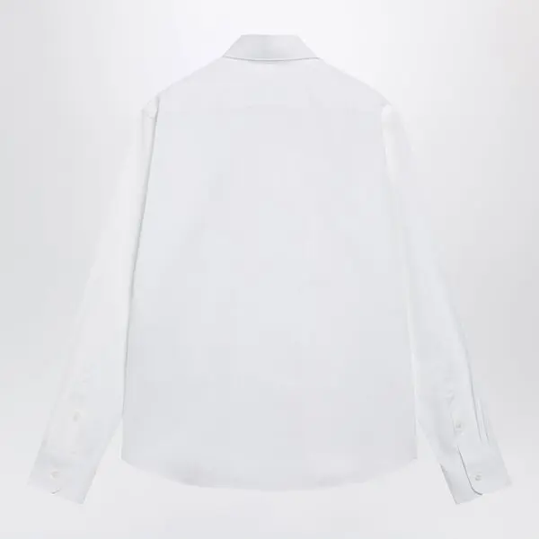 Prada Classic-fit Cotton Shirt With Embroidered Logo - White