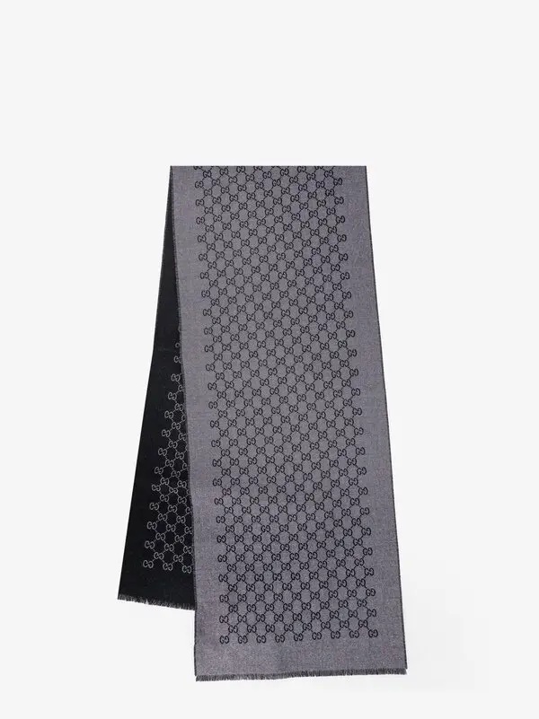 Gucci Double Wool Jacquard Scarf With Gg Motif
