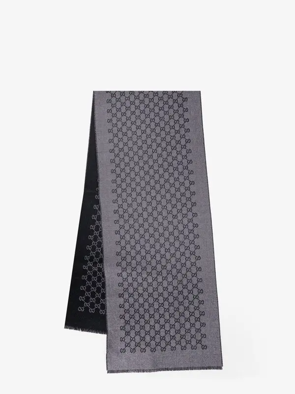 Gucci Double Wool Jacquard Scarf With Gg Motif - Multicolor
