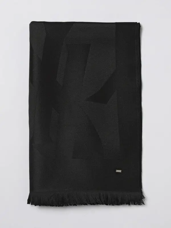 Saint Laurent Monogram Jacquard Wool Scarf - Black