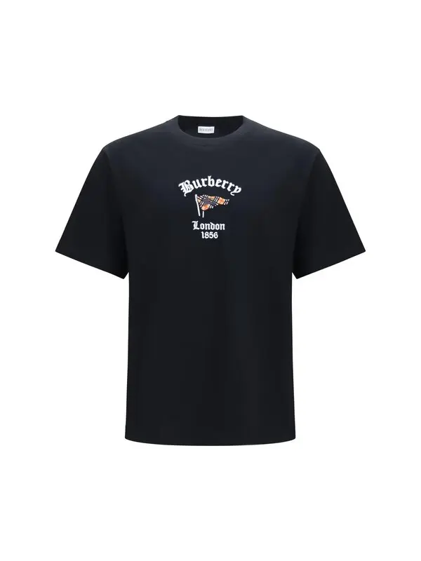 Burberry Check Cotton T-shirt - Black