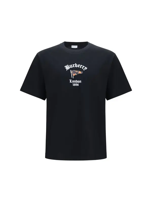 Burberry Check Cotton T-shirt - Black