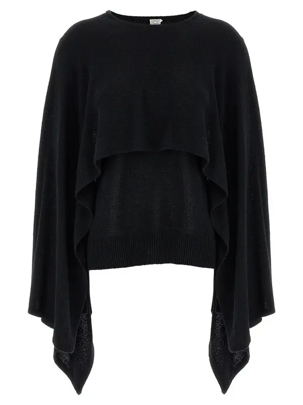 TOTEME Knitted Silk Cape Sweater - Black