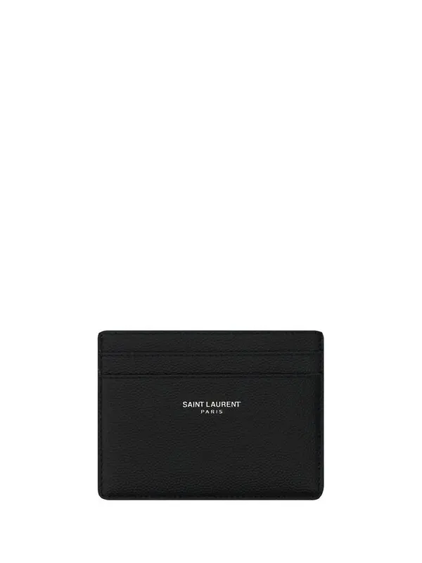 Saint Laurent Grain De Poudre Leather Cardholder - Black