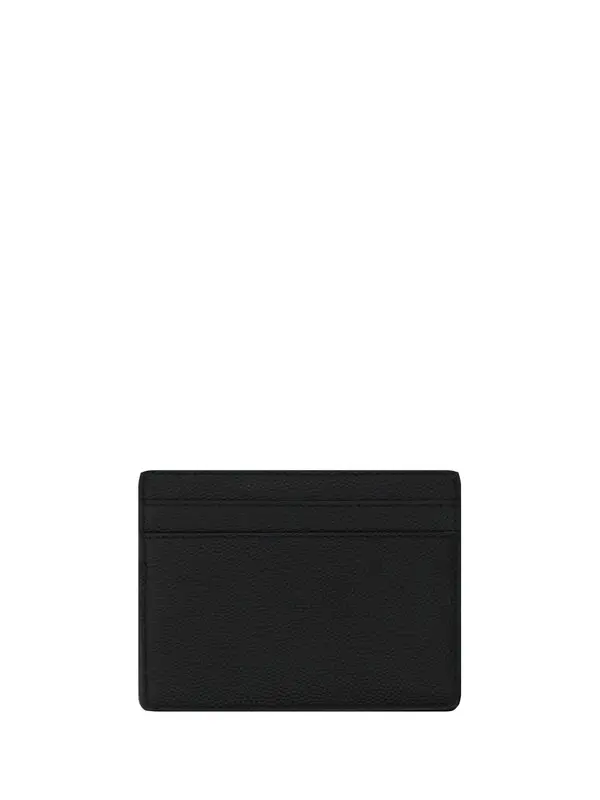 Saint Laurent Grain De Poudre Leather Cardholder - Black