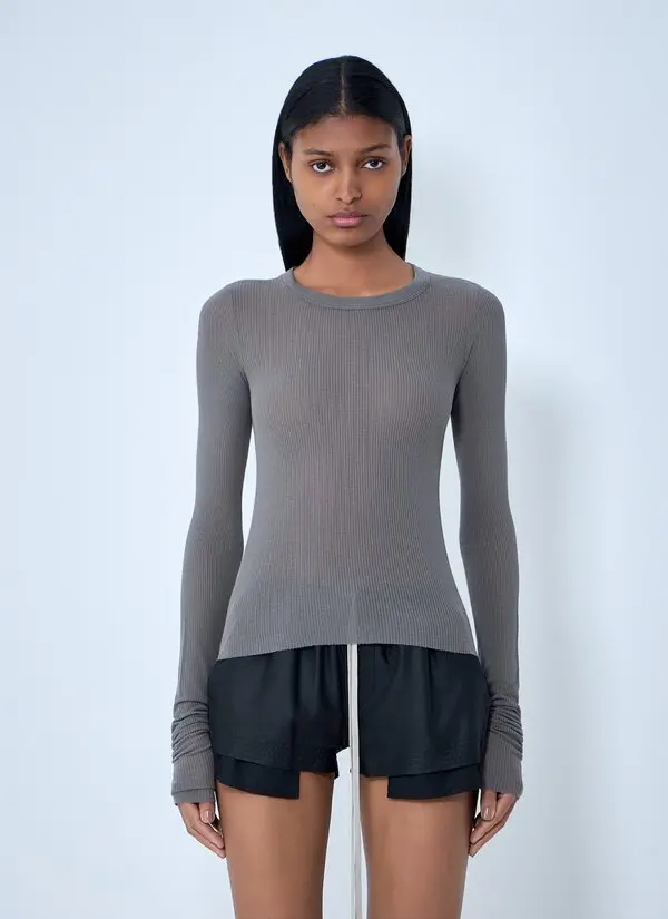 Rick Owens Ribbed Long Sleeve T-shirt - Gray
