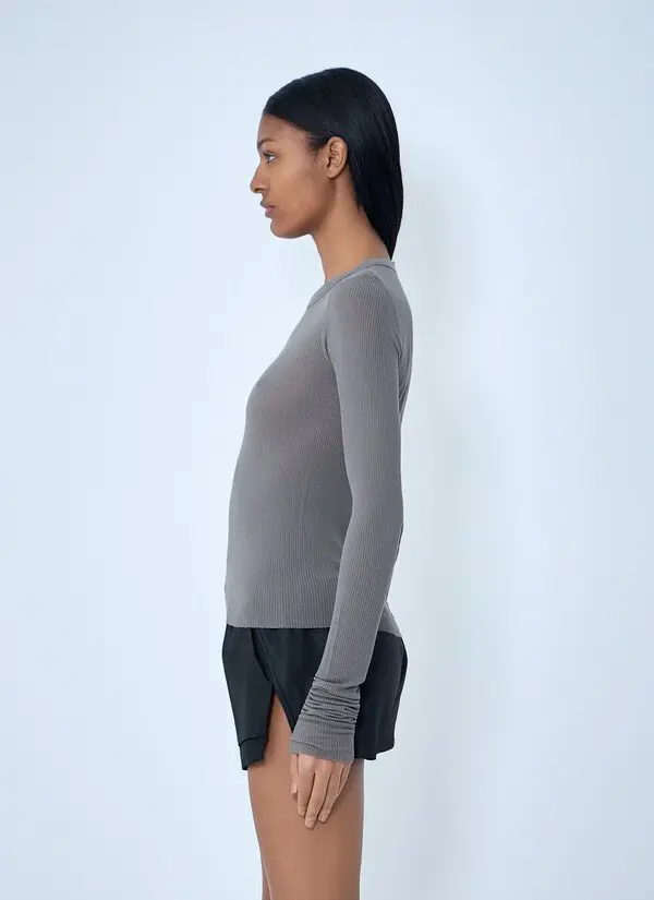 Rick Owens Ribbed Long Sleeve T-shirt - Gray