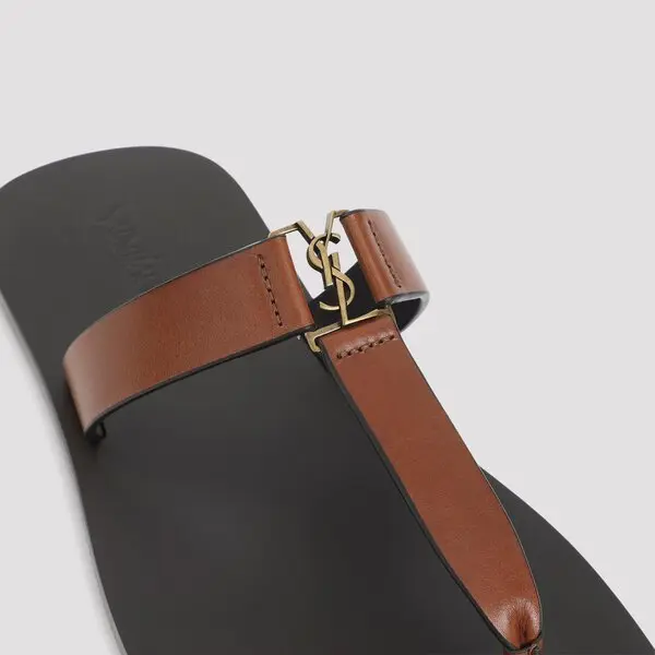 Saint Laurent Leather Sandals - Brown