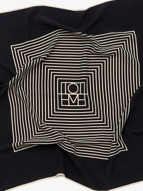 TOTEME Centered Monogram Silk Foulard - Black