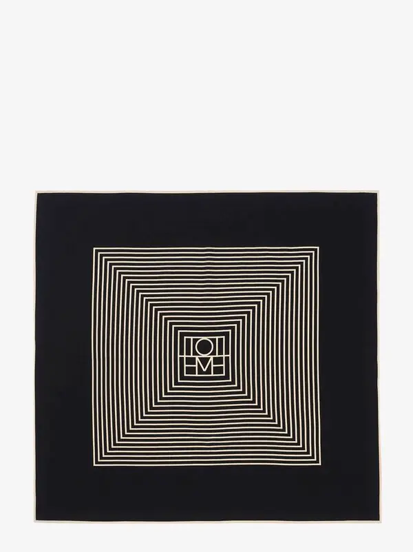TOTEME Centered Monogram Silk Foulard - Black