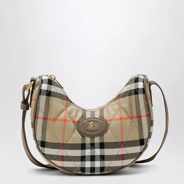Burberry Horseshoe Quilted Nylon Crossbody Bag - Cream