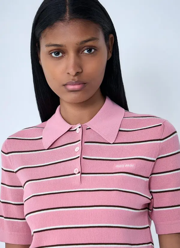Miu Miu Striped Polo Shirt