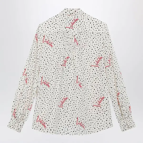 Valentino Garavani Vanilla Silk Shirt With Logo Print - Multicolor