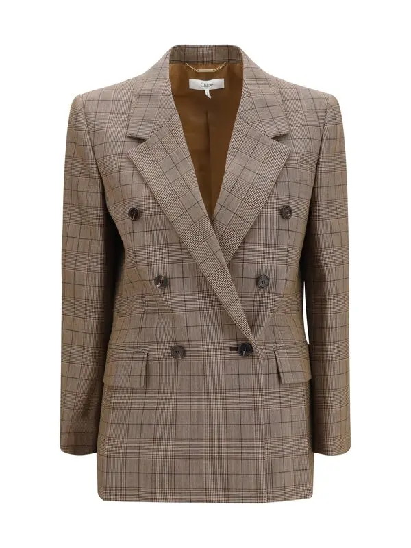 Chloé Checked Double-breasted Blazer - Cream