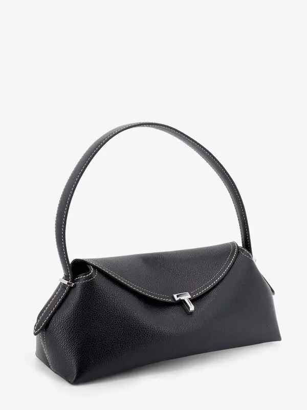 TOTEME T-lock Hammered Leather Shoulder Bag - Black