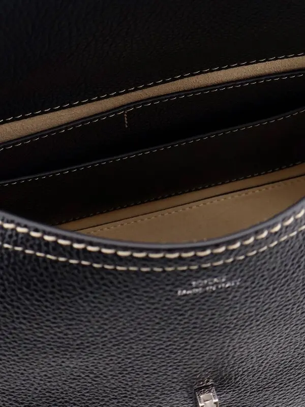 TOTEME T-lock Hammered Leather Shoulder Bag - Black