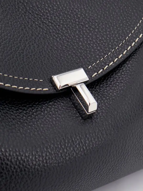 TOTEME T-lock Hammered Leather Shoulder Bag - Black