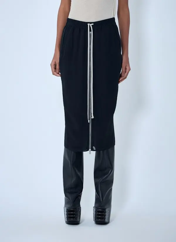 Rick Owens Elasticated Midi Skirt - Black