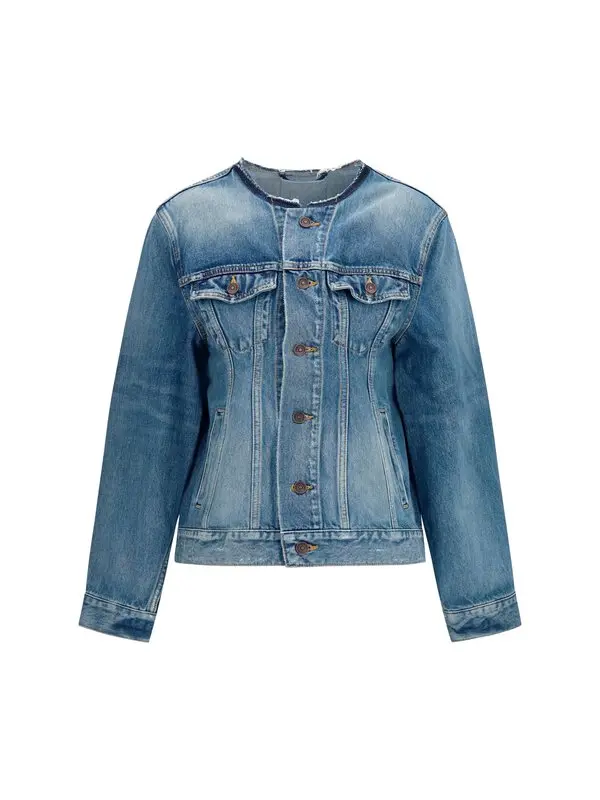 Balenciaga Hourglass Denim Jacket - Blue