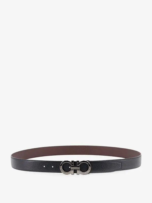 FERRAGAMO Reversible Hammered Leather Belt