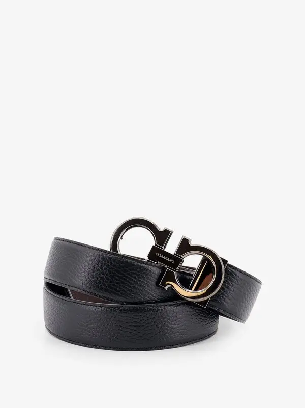 FERRAGAMO Reversible Hammered Leather Belt