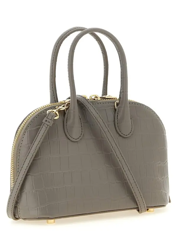 SELF-PORTRAIT Croc Leather Mini Toast Handbag - Gray