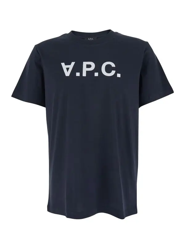 A.p.c. Blue T-shirt With Logo On The Front In Cotton For - Multicolor