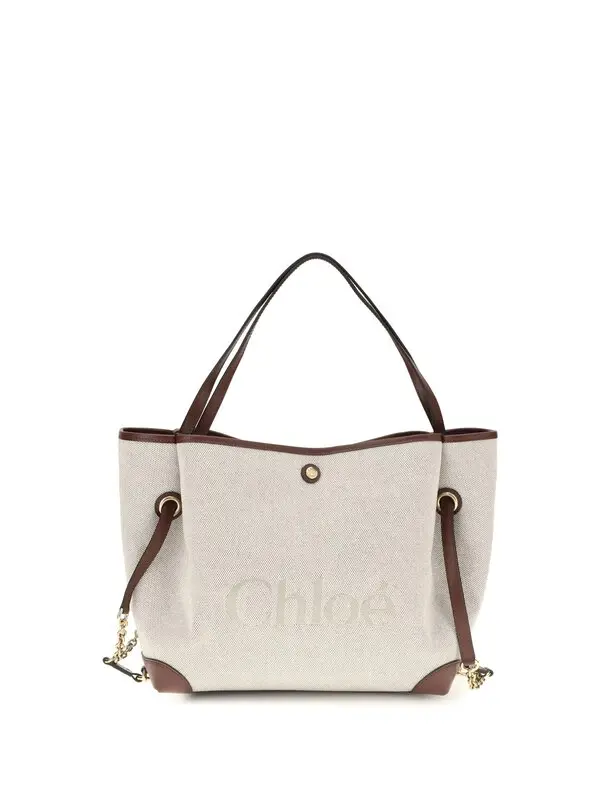 Chloé Clover Tote Bag In Canvas - Cream