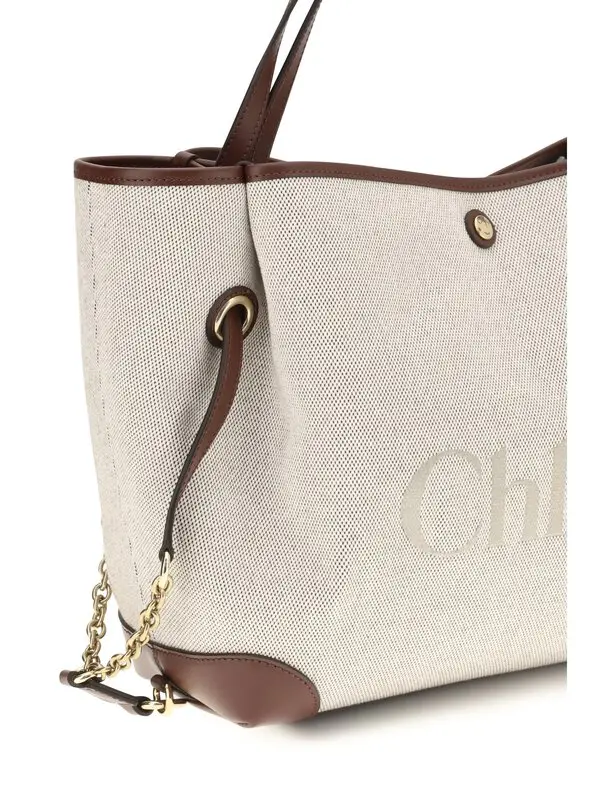 Chloé Clover Tote Bag In Canvas - Cream