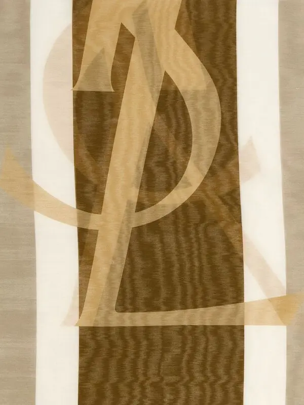 Saint Laurent Striped Cotton Blend Scarf With Monogram - Multicolor