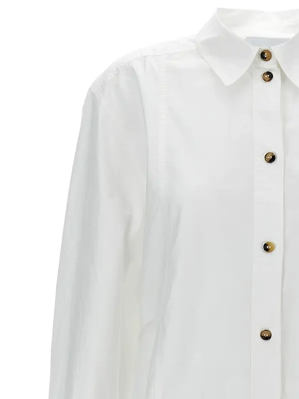 GANNI Lace-up Cotton Poplin Shirt - White