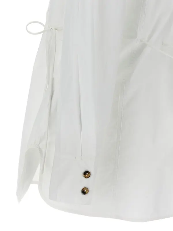 GANNI Lace-up Cotton Poplin Shirt - White
