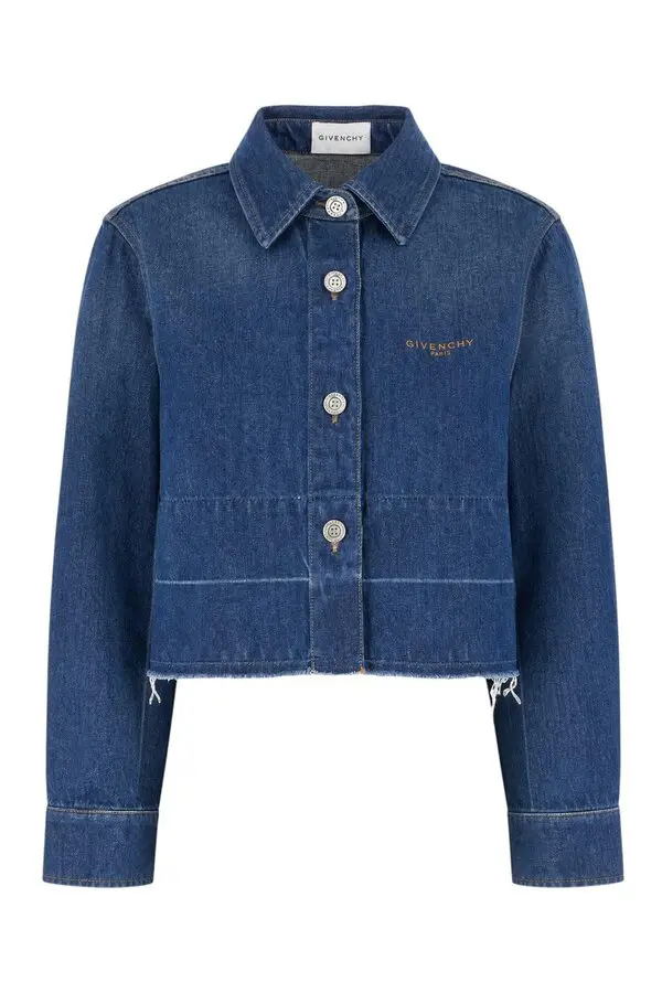 Givenchy Cropped Denim Button Up Shirt - Multicolor