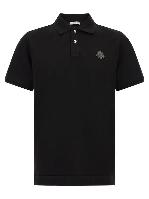 Moncler Leather Logo Patch Polo Shirt