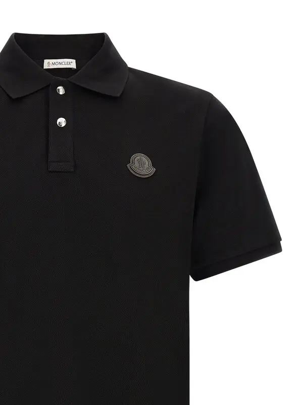 Moncler Leather Logo Patch Polo Shirt