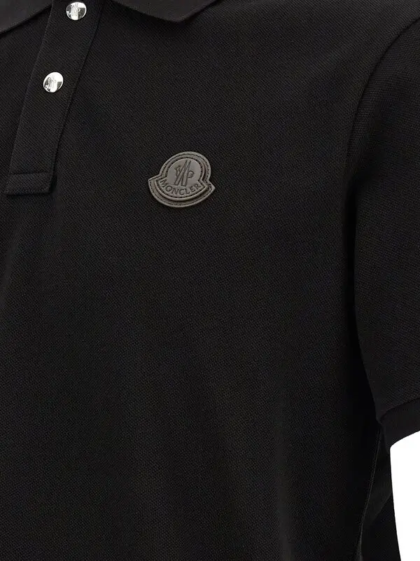 Moncler Leather Logo Patch Polo Shirt